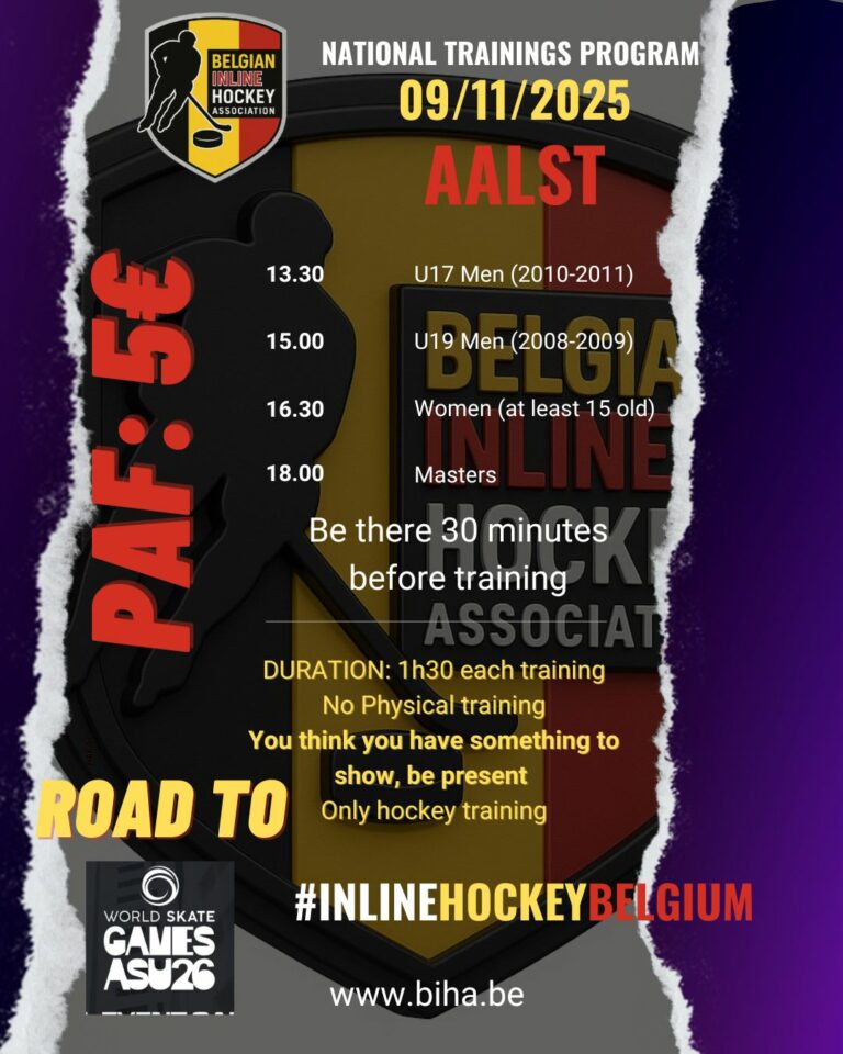 National Training Day 9/11/2025 – Aalst – Belgian Inline Hockey Association